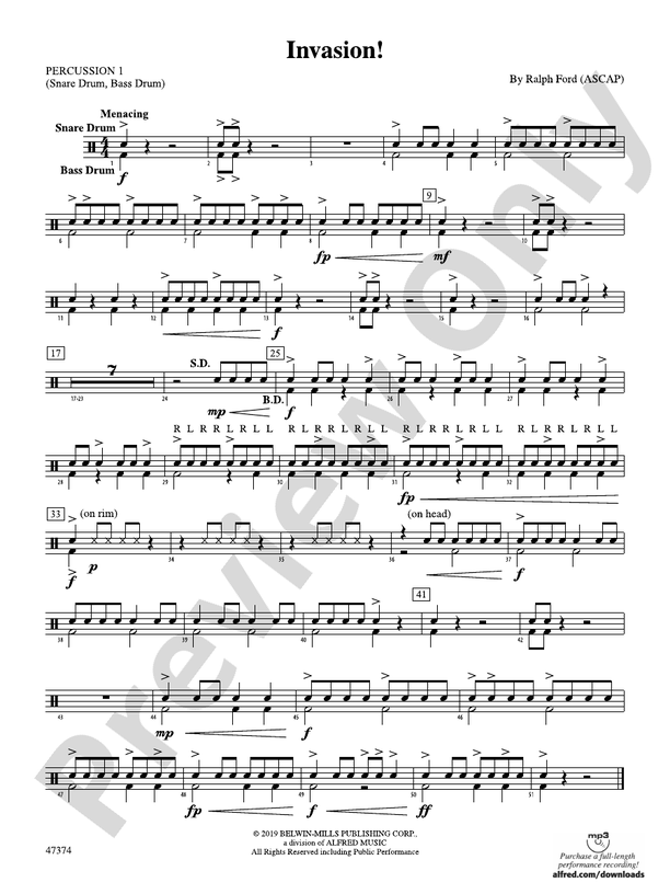 Invasion!: 1st Percussion: 1st Percussion Part - Digital Sheet Music ...