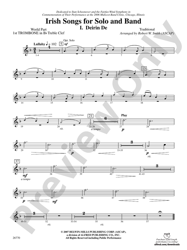 Irish Songs Wp 1st B Flat Trombone T C Wp 1st B Flat Trombone T