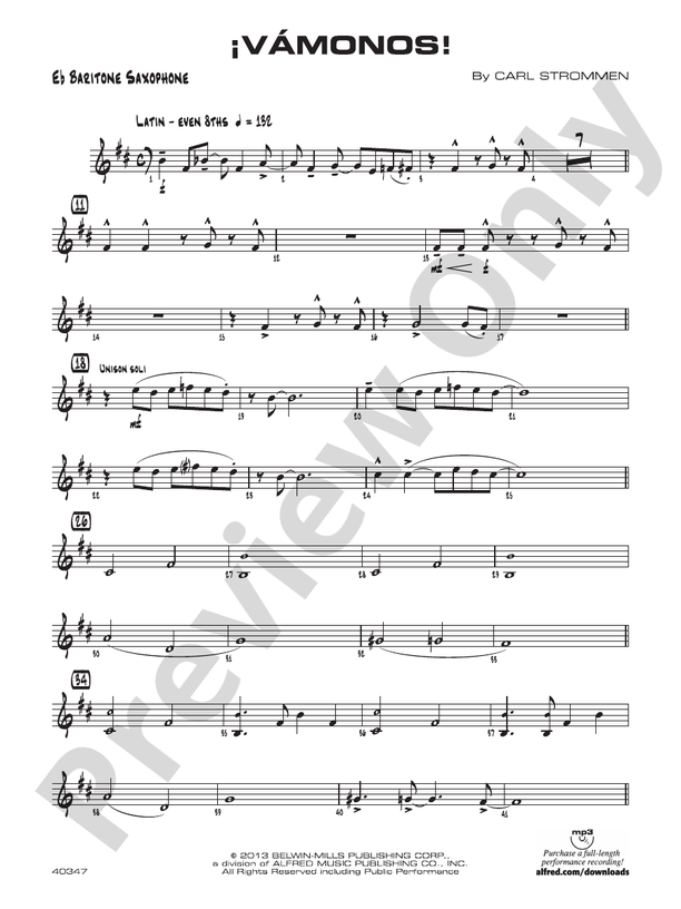 ¡Vámonos!: E-flat Baritone Saxophone: E-flat Baritone Saxophone Part - Digital Sheet Music Download