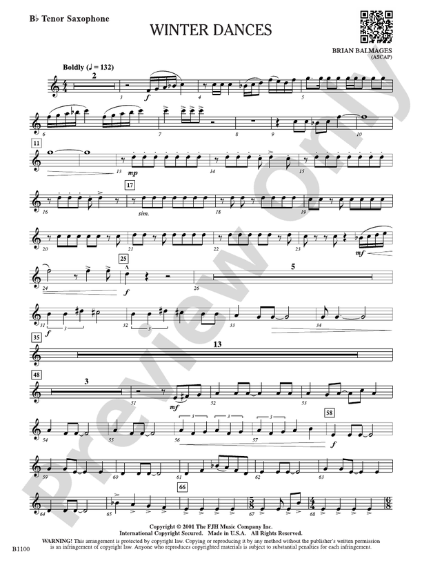 Winter Dances: B-flat Tenor Saxophone: B-flat Tenor Saxophone Part: Brian Balmages - Digital ...