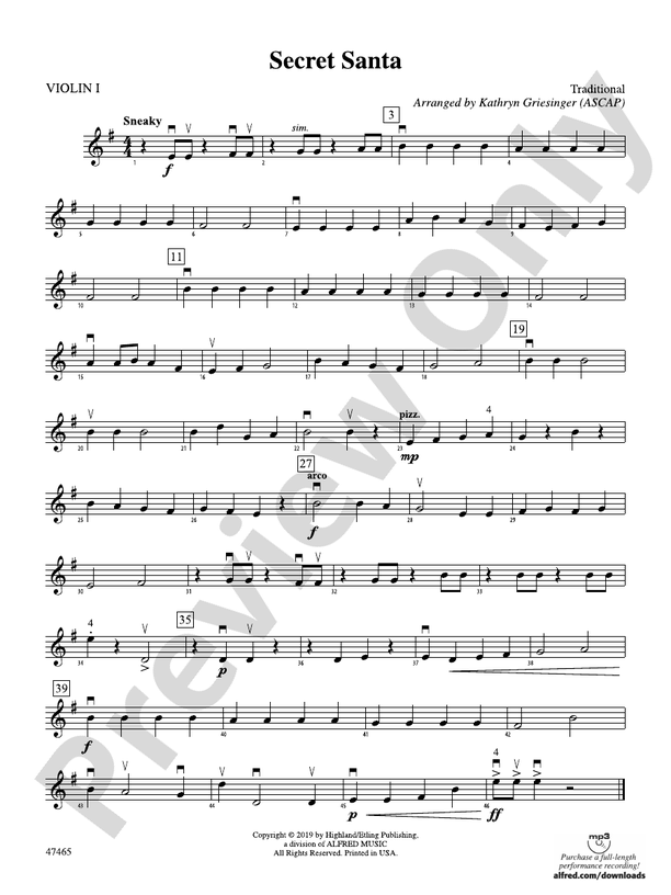 Secret Santa: 1st Violin: 1st Violin Part - Digital Sheet Music Download