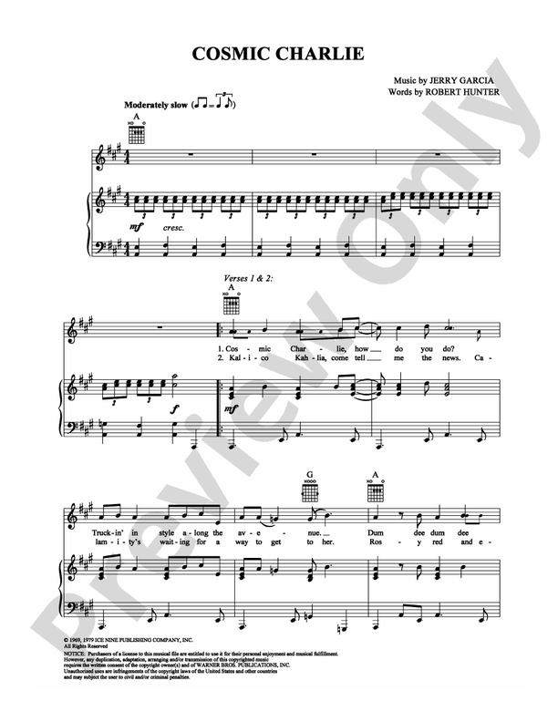 Cosmic Charlie: Piano/Vocal/Chords: Grateful Dead - Digital Sheet Music ...