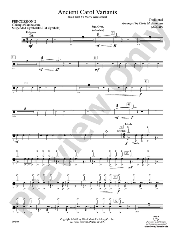 Ancient Carol Variants: 2nd Percussion: 2nd Percussion Part - Digital ...