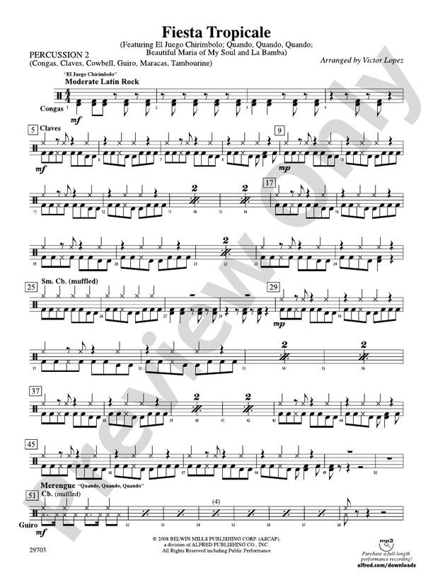 Fiesta Tropicale: 2nd Percussion: 2nd Percussion Part - Digital Sheet ...