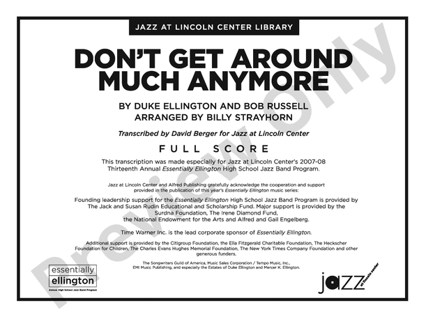 Don't Get Around Much Anymore: Score: Jazz Ensemble Score - Digital ...