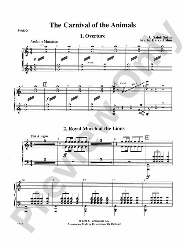 Carnival of the Animals: Piano Accompaniment: Piano Accompaniment Part ...
