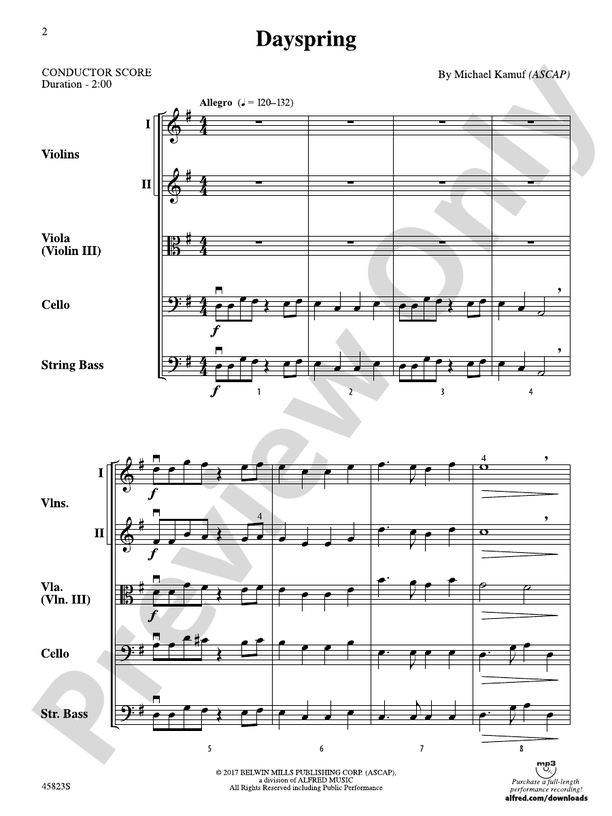 Dayspring: Score: String Orchestra Score - Digital Sheet Music Download