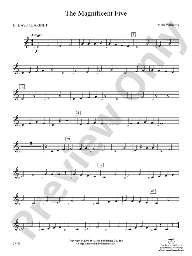 The Magnificent Five: B-flat Bass Clarinet: B-flat Bass Clarinet Part ...