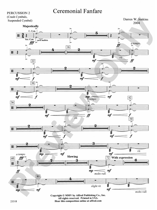 Ceremonial Fanfare: 2nd Percussion: 2nd Percussion Part - Digital Sheet Music Download