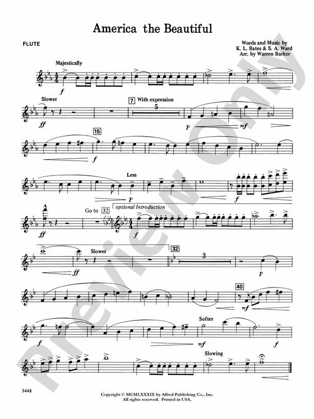 America, the Beautiful (with optional SA/SAB chorus): Flute: Flute Part ...
