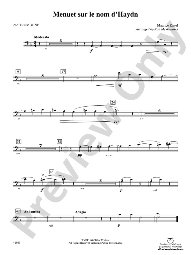 Menuet sur le nom d'Haydn: 2nd Trombone: 2nd Trombone Part - Digital ...