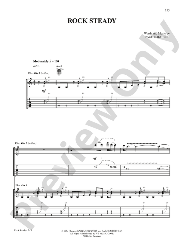 Rock Steady: Guitar: Bad Company - Digital Sheet Music Download