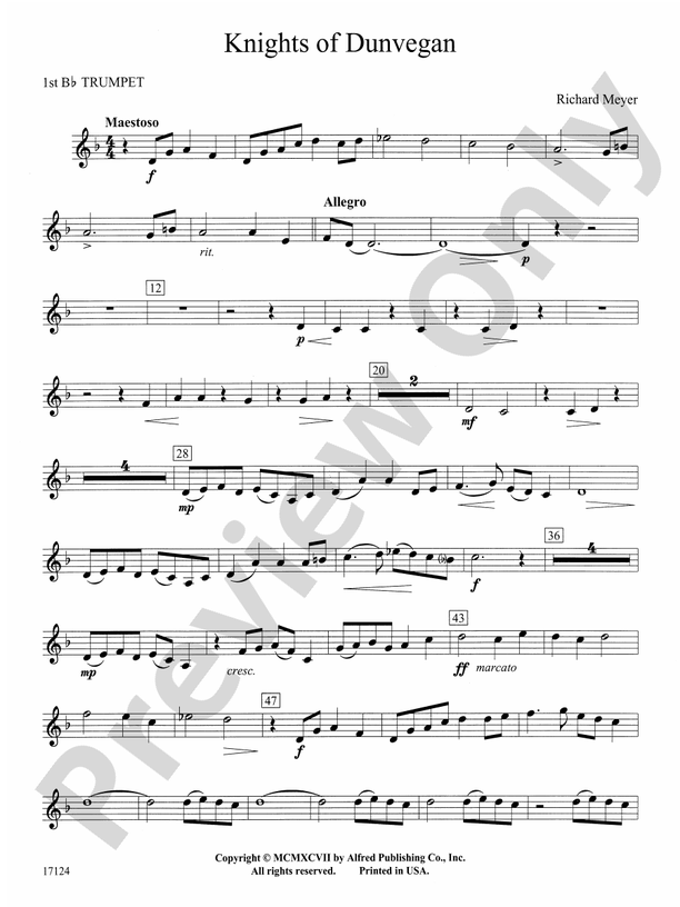 Knights of Dunvegan: 1st B-flat Trumpet: 1st B-flat Trumpet Part ...