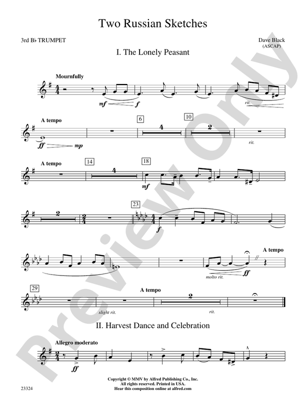 Two Russian Sketches: 3rd B-flat Trumpet: 3rd B-flat Trumpet Part ...
