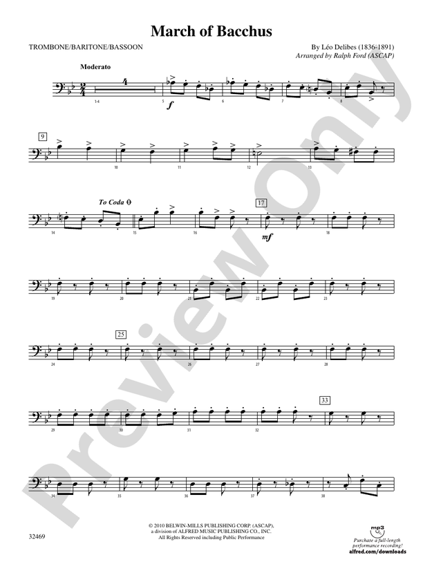 March of Bacchus: 1st Trombone: 1st Trombone Part - Digital Sheet Music ...