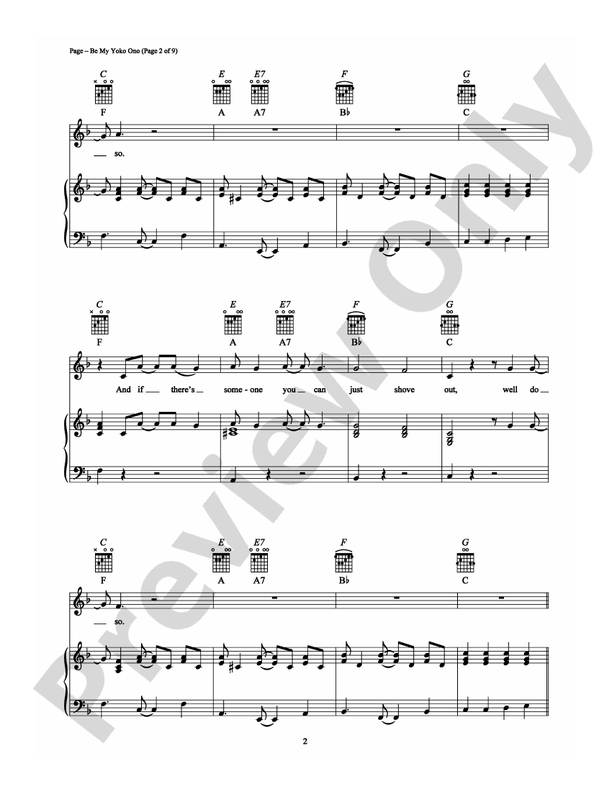 Be My Yoko Ono: Piano/Vocal/Chords: Barenaked Ladies - Digital Sheet ...
