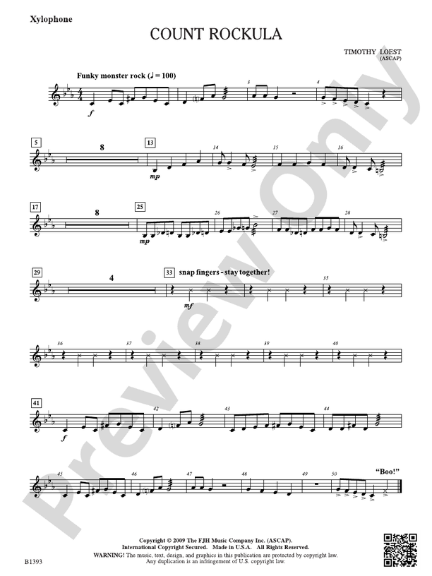 Count Rockula: Xylophone: Xylophone Part: Timothy Loest - Digital Sheet ...