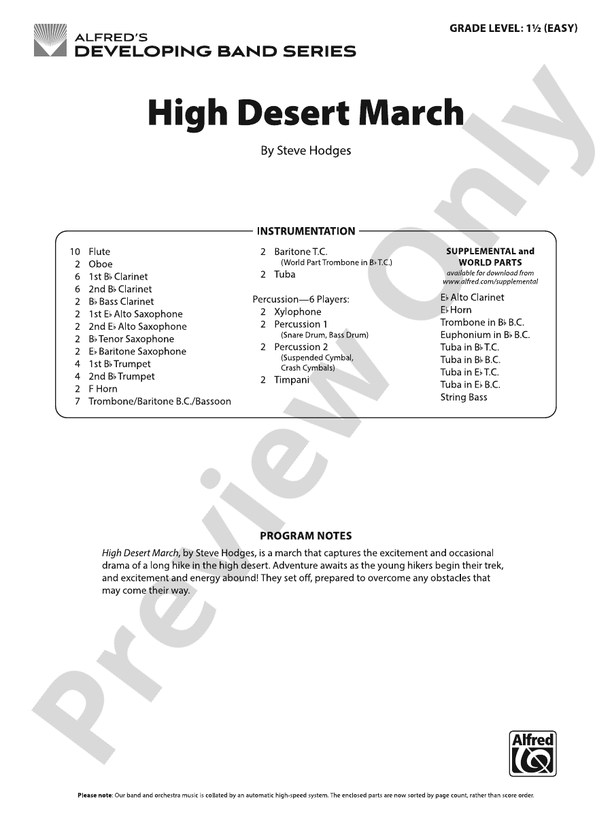 High Desert March: Concert Band Conductor Score & Parts: Steve Hodges ...