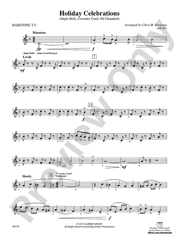 Holiday Celebrations: Baritone T.C.: Baritone T.C. Part - Digital Sheet ...