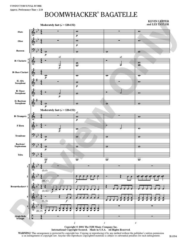 Boomwhacker® Bagatelle: Concert Band Conductor Score & Parts: Kevin ...