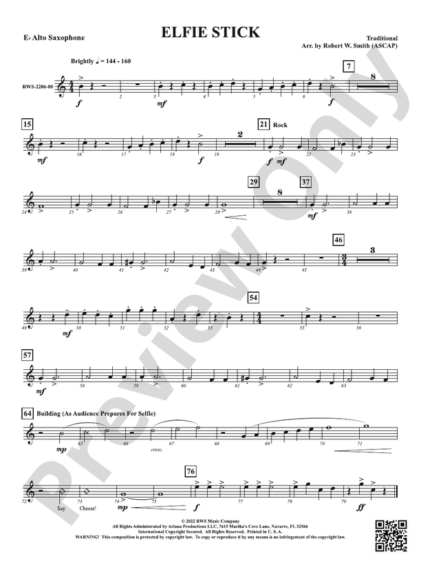 Elfie Stick: 1st E-flat Alto Saxophone: 1st E-flat Alto Saxophone Part - Digital Sheet Music ...