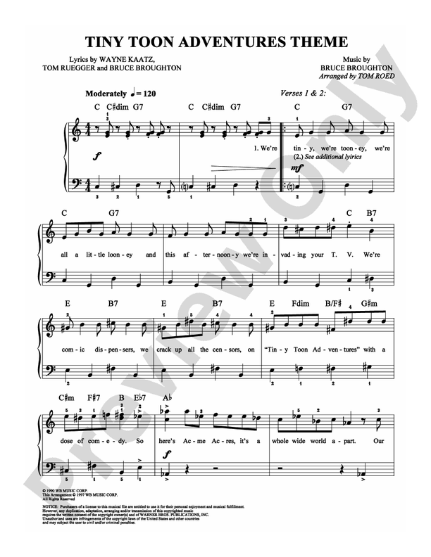 Tiny Toon Adventures Theme: Easy Piano: Bruce Broughton - Digital Sheet ...