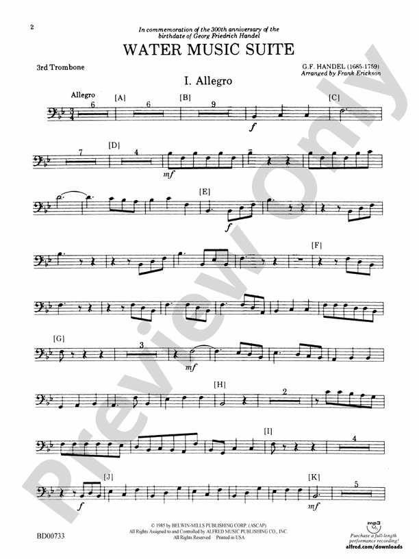 Water Music Suite: 3rd Trombone: 3rd Trombone Part - Digital Sheet ...