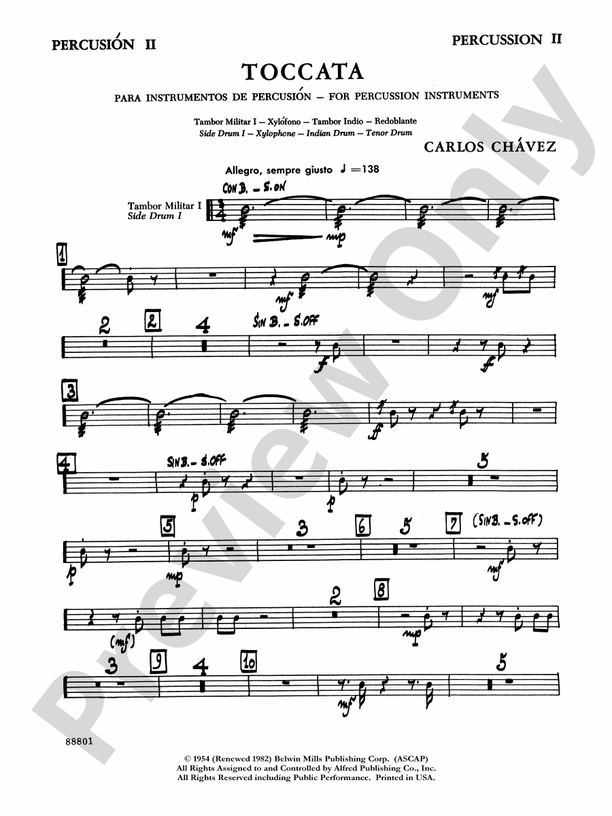 Toccata: 2nd Percussion: 2nd Percussion Part - Digital Sheet Music Download Toccata: 2nd Percussion: 2nd Percussion Part - Digital Sheet Music Download