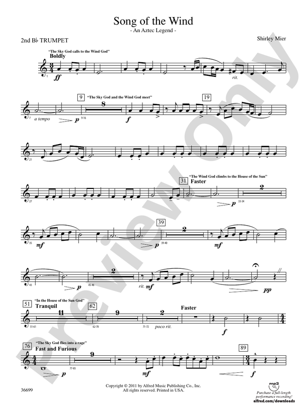 Song of the Wind: 2nd B-flat Trumpet: 2nd B-flat Trumpet Part - Digital Sheet Music Download