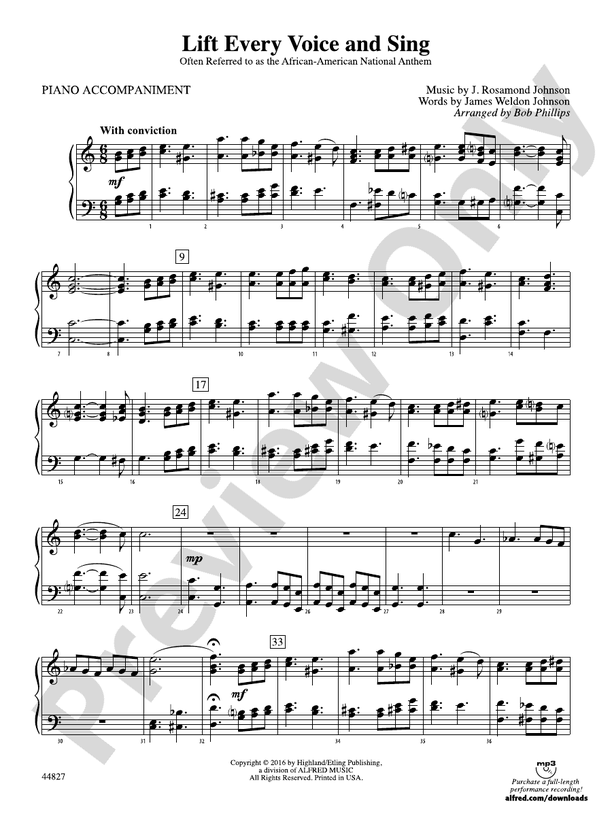 Lift Every Voice and Sing: Piano Accompaniment: Piano Accompaniment ...