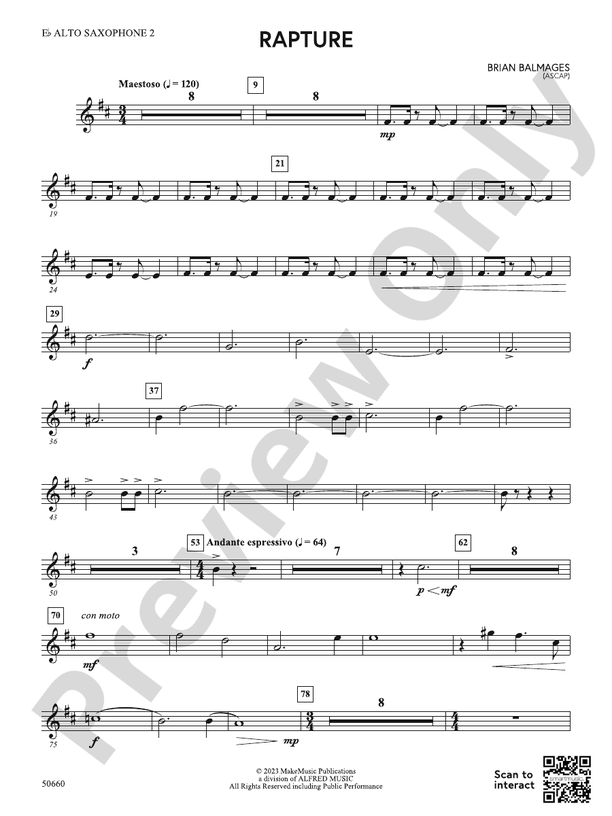 Rapture: 2nd E-flat Alto Saxophone: 2nd E-flat Alto Saxophone Part - Digital Sheet Music Download