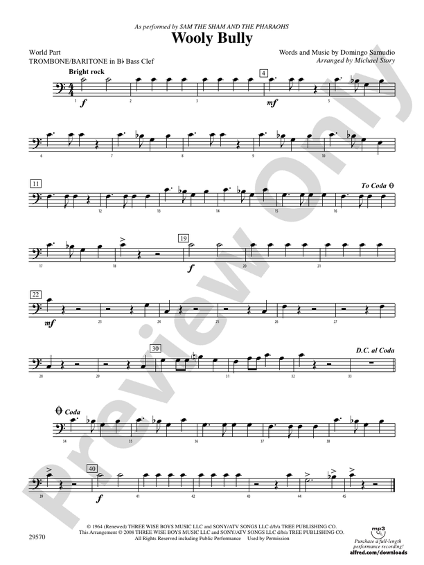 Wooly Bully: (wp) 1st B-flat Trombone B.C.: (wp) 1st B-flat Trombone B ...