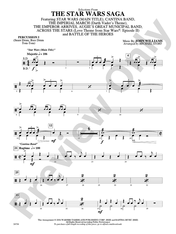 The Star Wars® Saga, Selections from: 1st Percussion: 1st Percussion ...