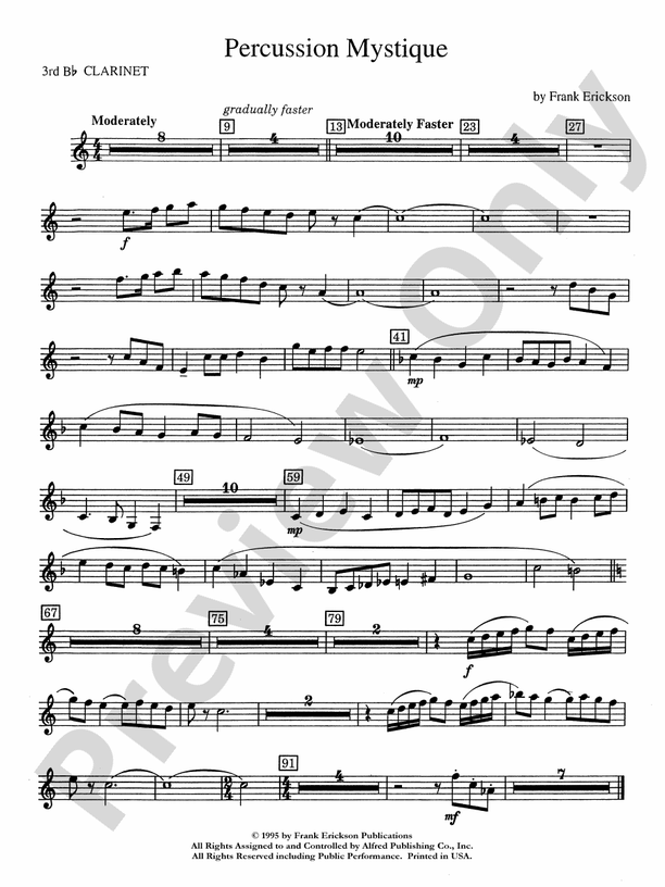 Percussion Mystique: 3rd B-flat Clarinet: 3rd B-flat Clarinet Part ...
