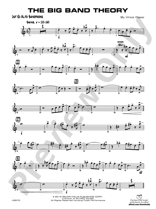The Big Band Theory: E-flat Alto Saxophone: E-flat Alto Saxophone Part ...