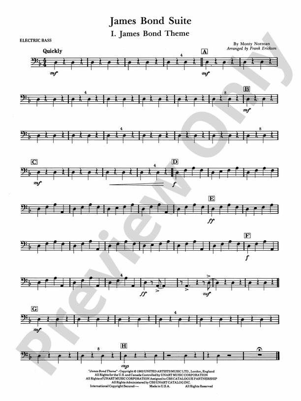James Bond Suite (Medley): String Bass: String Bass Part - Digital ...