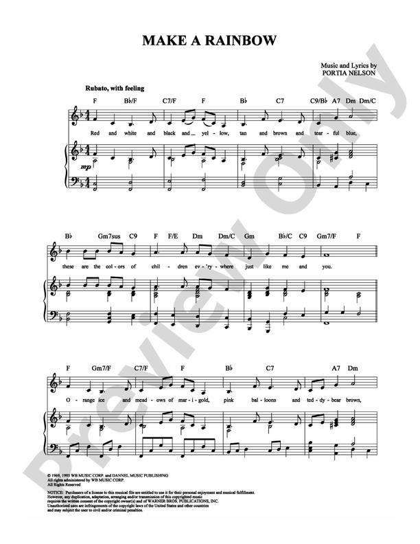Make a Rainbow: Piano/Vocal/Chords: Portia Nelson - Digital Sheet Music ...