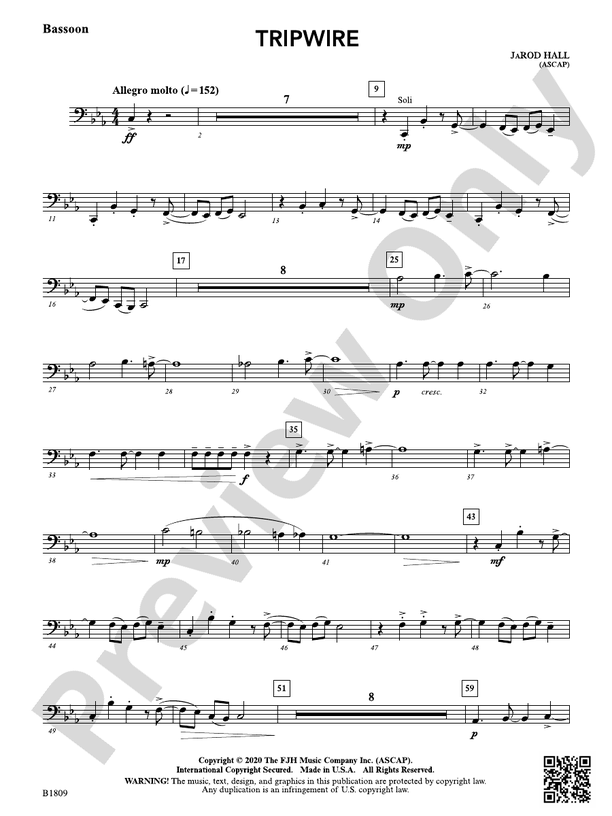 Tripwire: Bassoon: Bassoon Part: JaRod Hall - Digital Sheet Music Download
