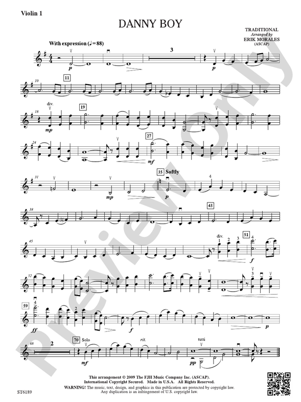 Danny Boy: Violin 1: Violin 1 Part - Digital Sheet Music Download