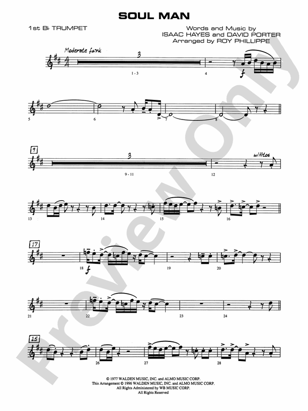 Soul Man: 1st B-flat Trumpet: 1st B-flat Trumpet Part - Digital Sheet ...