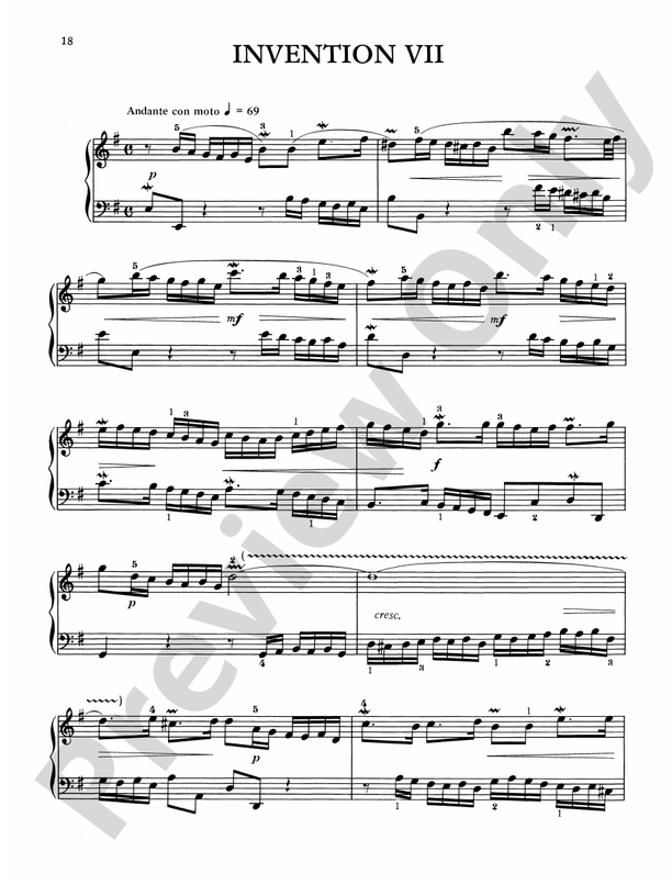 Bach: Two and Three-Part Inventions (Ed. Hans Bischoff): Invention VII ...