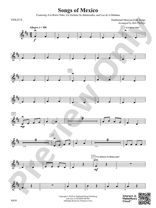 Songs of Mexico: 2nd Violin: 2nd Violin Part - Digital Sheet Music Download