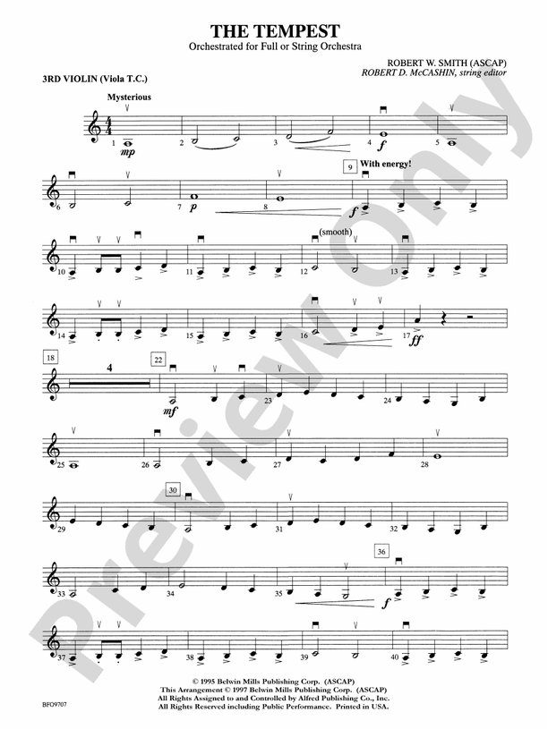 The Tempest: 3rd Violin (Viola [TC]): 3rd Violin (Viola [TC]) Part - Digital Sheet Music Download