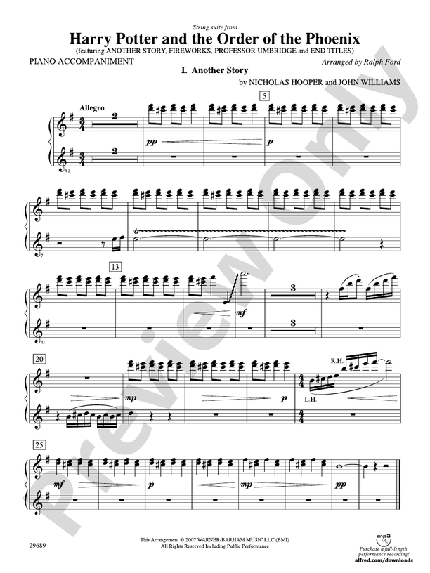 Harry Potter and the Order of the Phoenix, String Suite from: Piano ...