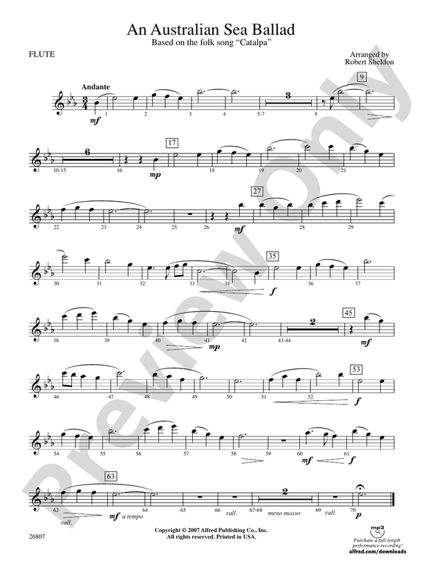 An Australian Sea Ballad: Flute: Flute Part - Digital Sheet Music Download