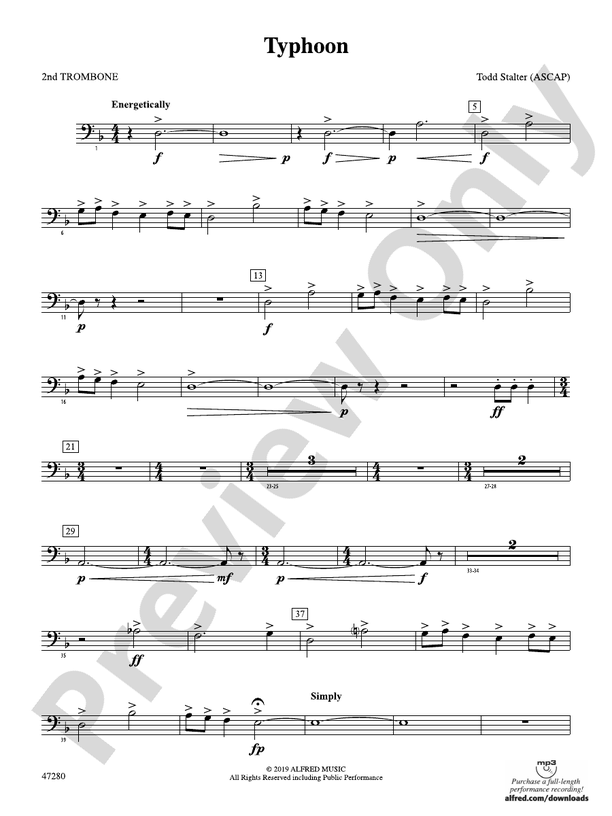 Typhoon: 2nd Trombone: 2nd Trombone Part - Digital Sheet Music Download