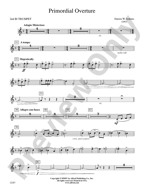 Primordial Overture: 2nd B-flat Trumpet: 2nd B-flat Trumpet Part - Digital Sheet Music Download