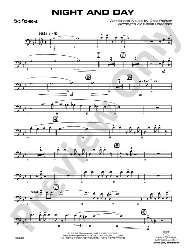 Night and Day: 2nd Trombone: 2nd Trombone Part - Digital Sheet Music ...