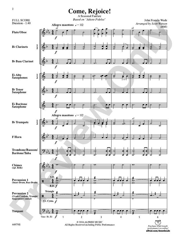 Come, Rejoice!: Score: Concert Band Score - Digital Sheet Music Download