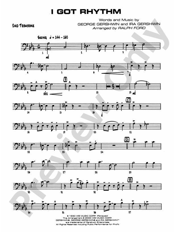 I Got Rhythm: 2nd Trombone: 2nd Trombone Part - Digital Sheet Music Download